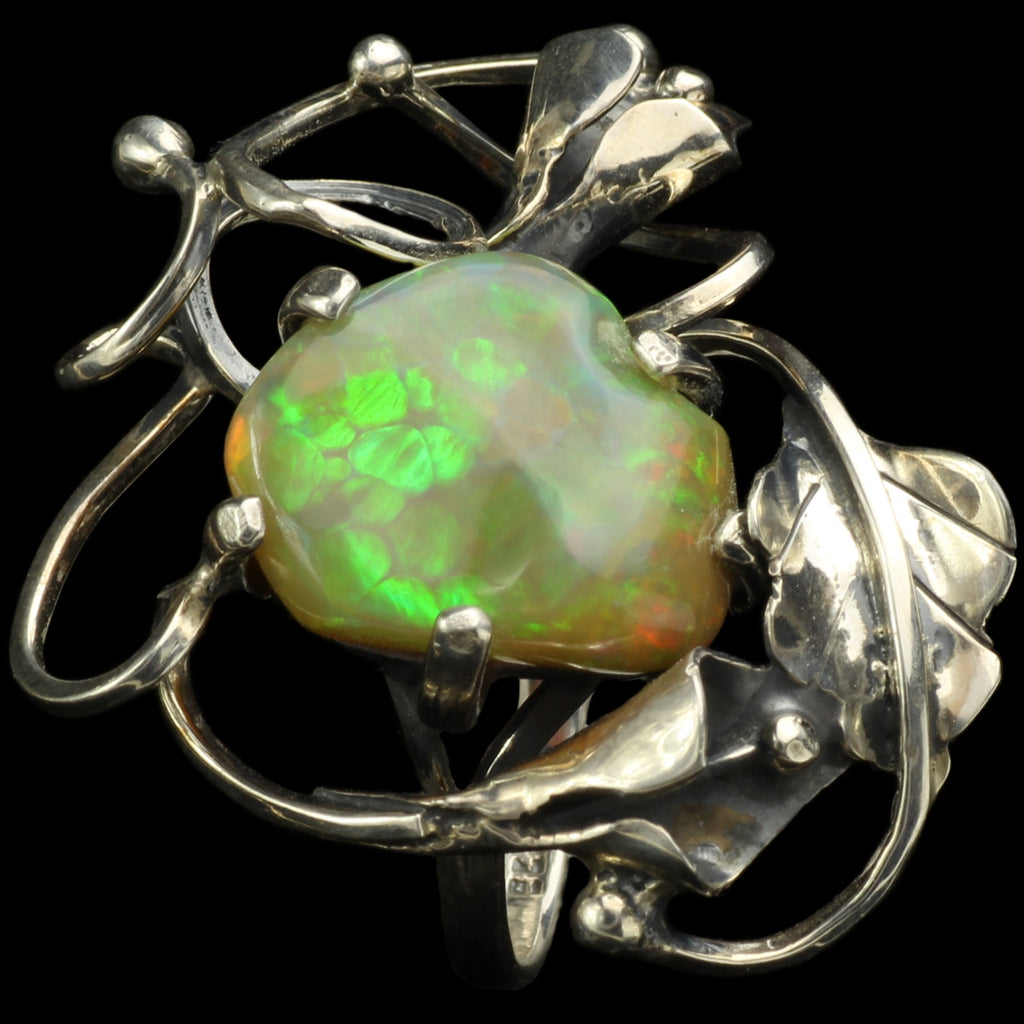 Curie - Calla Lily Ring with Ethiopian Opal – Hidden Fire Gems